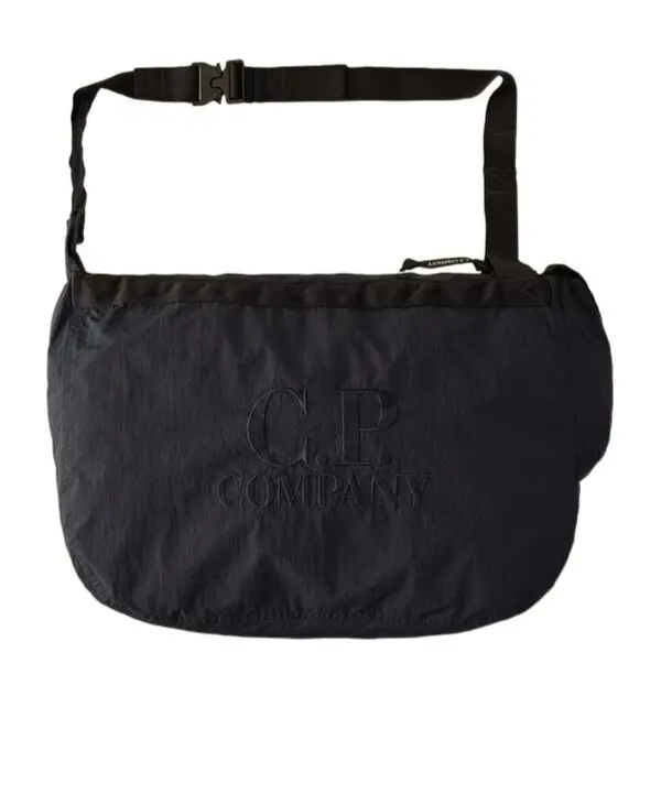 C.P. COMPANY Logo Embroidered Shoulder Bag - Total Solar Eclipse-blue