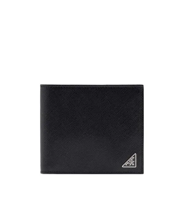 Prada Logo Plaque Bifold Wallet - Black