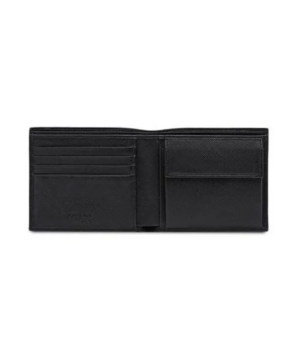 Prada Logo Plaque Bifold Wallet - Black