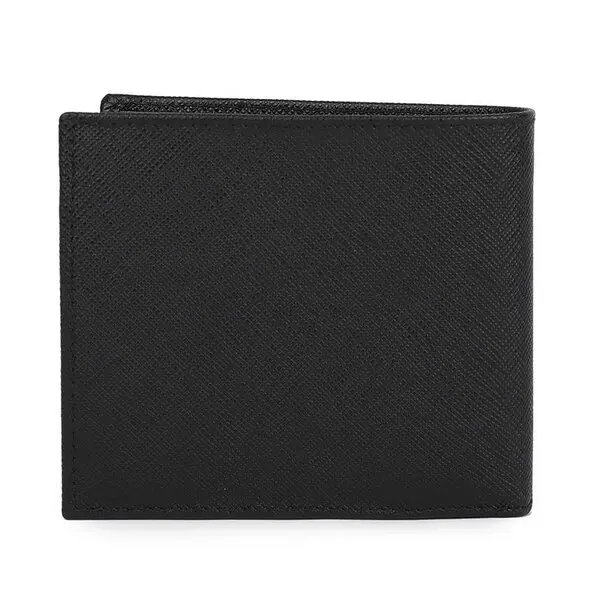 Prada Logo Plaque Bifold Wallet - Black