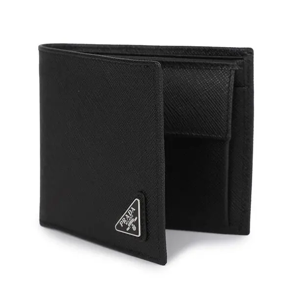 Prada Logo Plaque Bifold Wallet - Black
