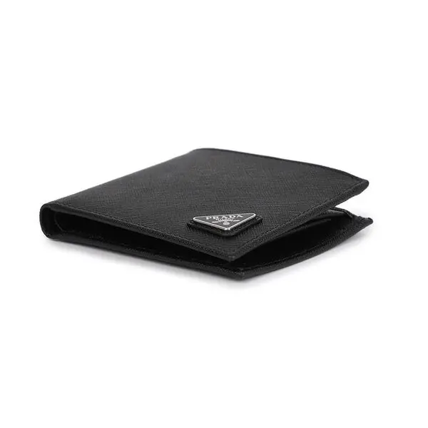 Prada Logo Plaque Bifold Wallet - Black