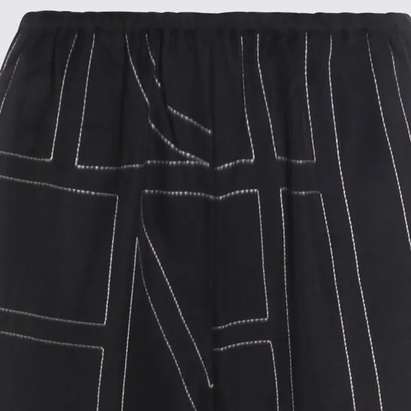 TOTEME Monogram Patterned Wide-leg Silk Pajama Pants - Black