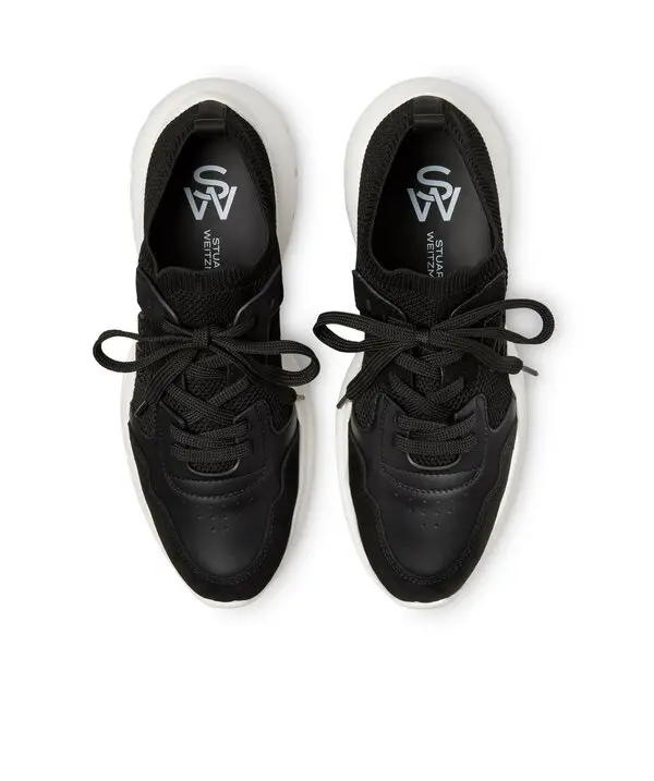STUART WEITZMAN Logo Embroidered Mesh Sneakers - Black