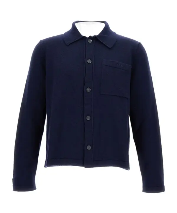 A.p.c. Collared Button-up Coat With Chest Pocket - Blue