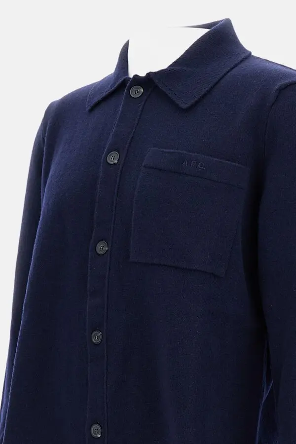 A.p.c. Collared Button-up Coat With Chest Pocket - Blue