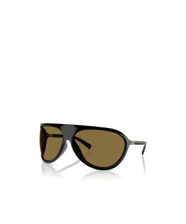 Miu Miu Shield Sunglasses With Logo Embellishment - Black