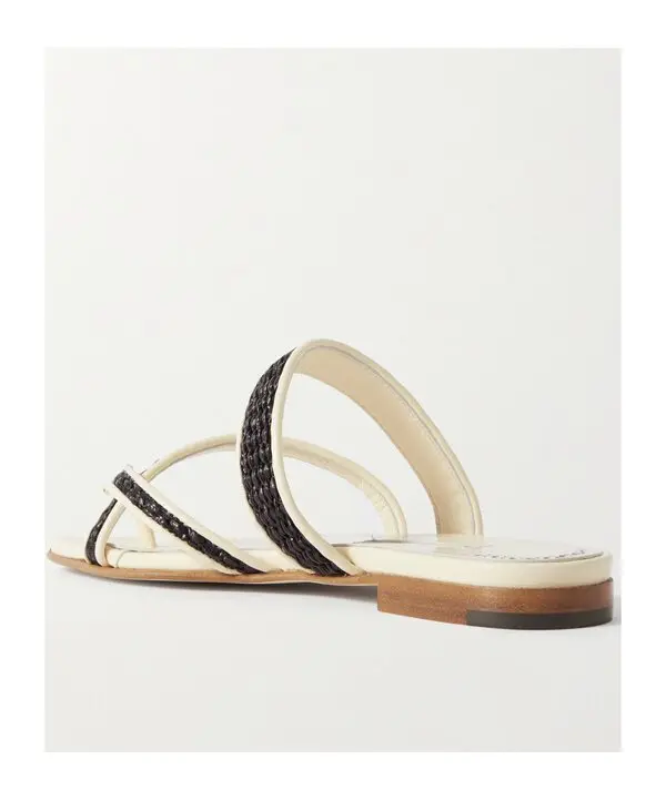 Manolo Blahnik Susara Raffia And Leather Sandals - Nude