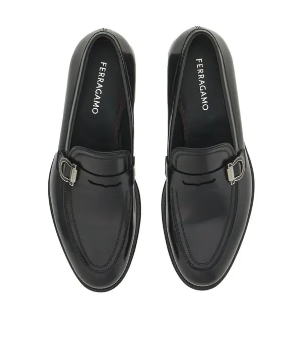 FERRAGAMO Gancini Ornament Loafers - Black