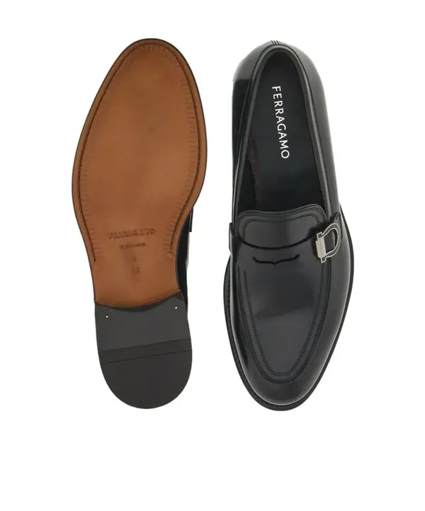 FERRAGAMO Gancini Ornament Loafers - Black