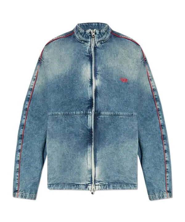 DIESEL® Embroidered Logo Zip-up Jacket - Denim