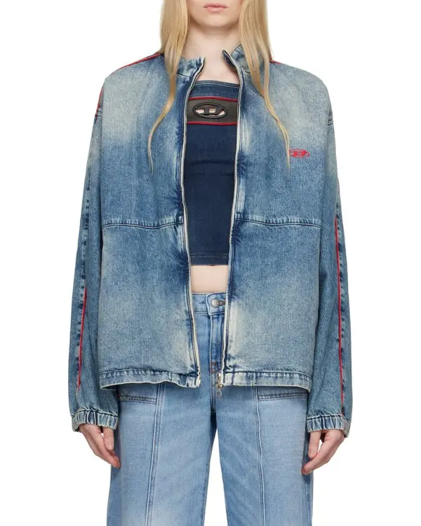 DIESEL® Embroidered Logo Zip-up Jacket - Denim