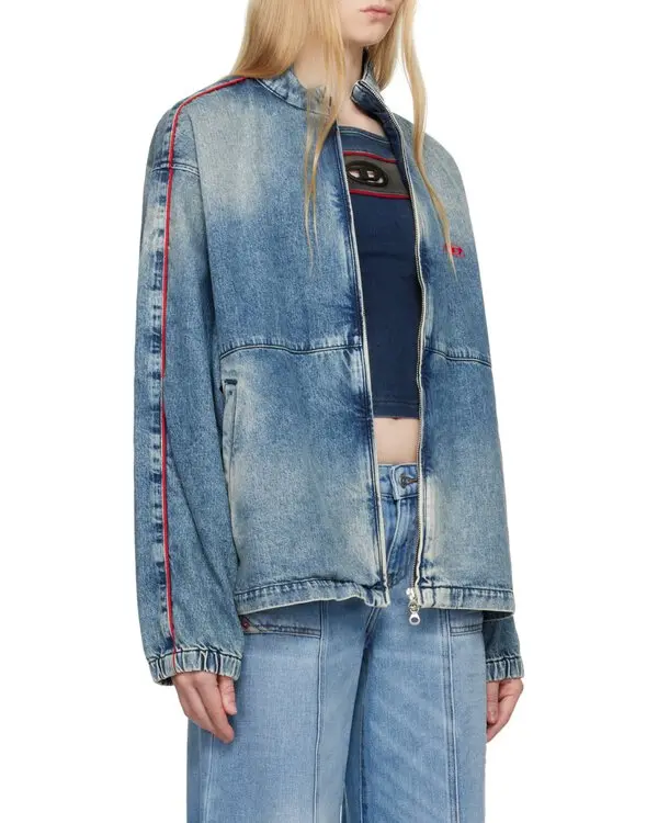 DIESEL® Embroidered Logo Zip-up Jacket - Denim