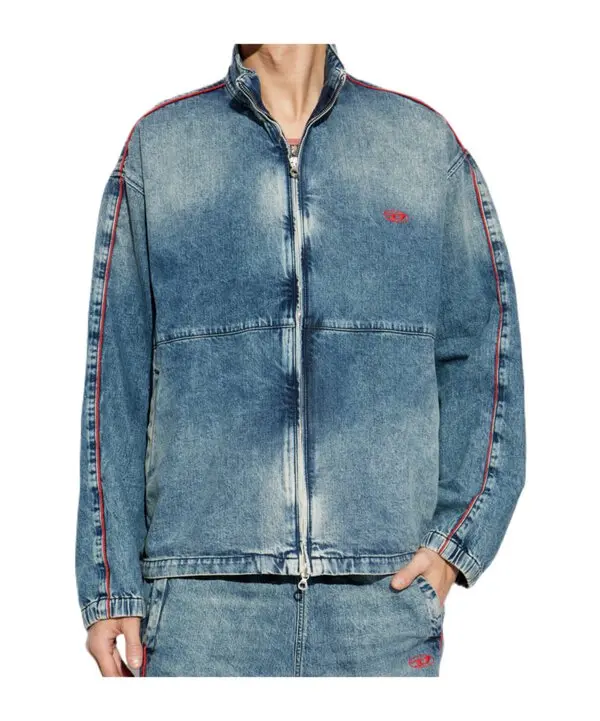 DIESEL® Embroidered Logo Zip-up Jacket - Denim