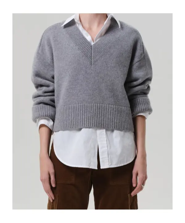 Citizens Of Humanity Gazette Puzzle V-neck Cropped Sweater