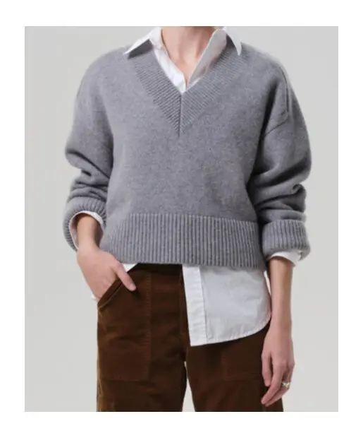 Citizens Of Humanity Gazette Puzzle V-neck Cropped Sweater
