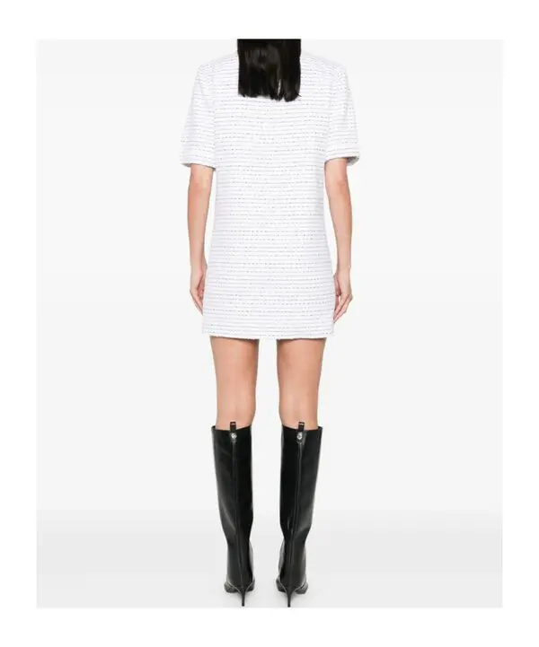 Alessandra Rich Sequin Tweed Mini Dress With Bow Detail