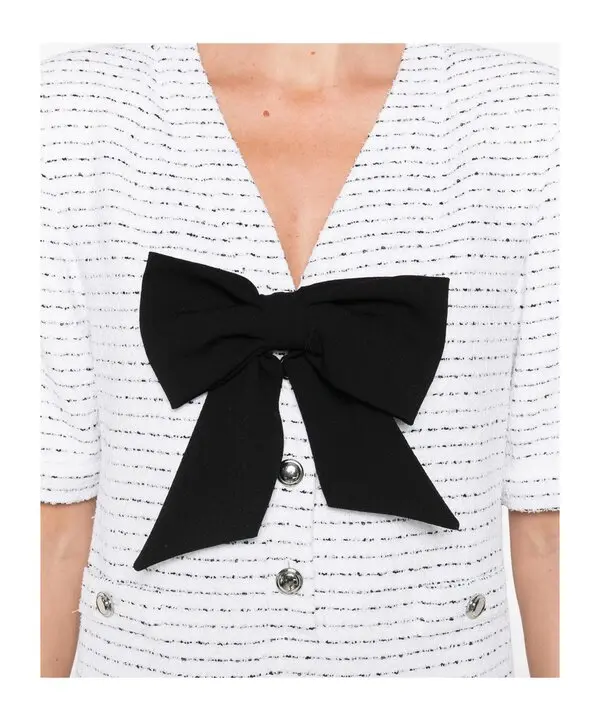 Alessandra Rich Sequin Tweed Mini Dress With Bow Detail