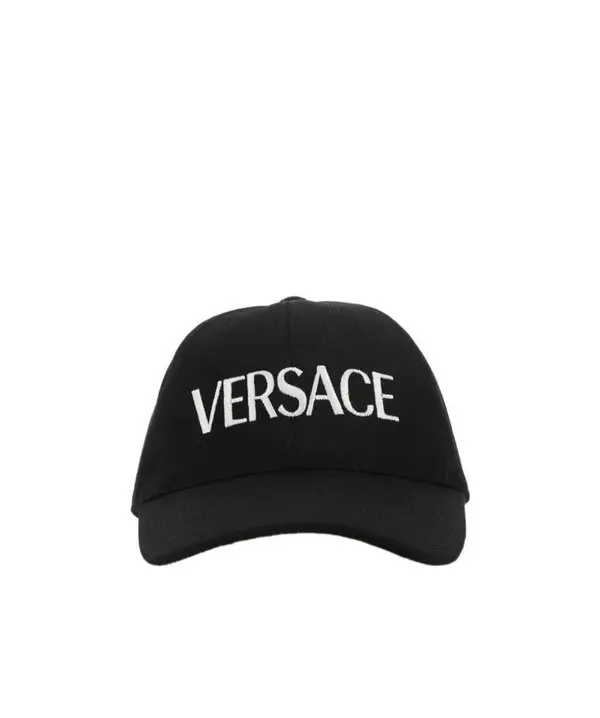 Versace Logo Embroidered Baseball Cap - Black