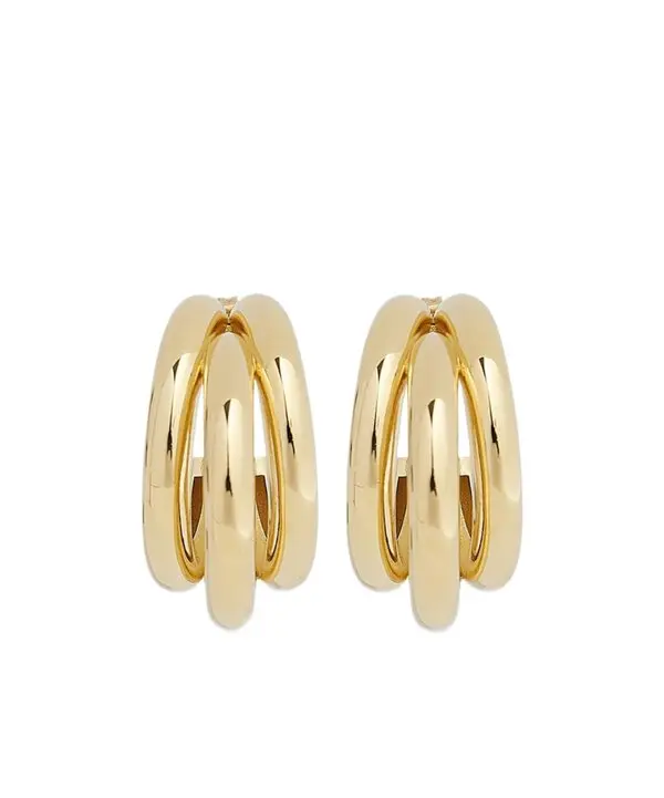 Rabanne Triple Hoop Earrings And Punk Ear Cuffs Set - Golden