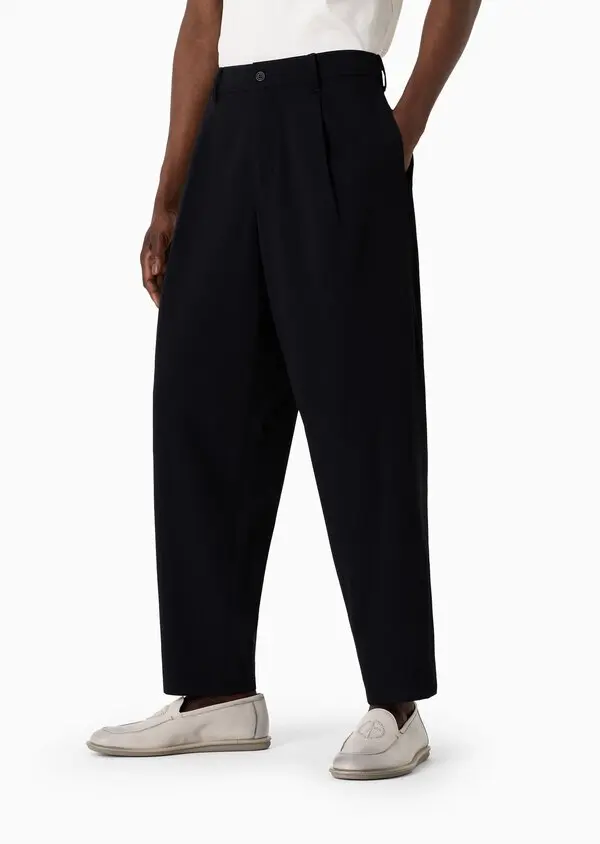 Giorgio Armani Single-pleat Tapered Leg Trousers - Black