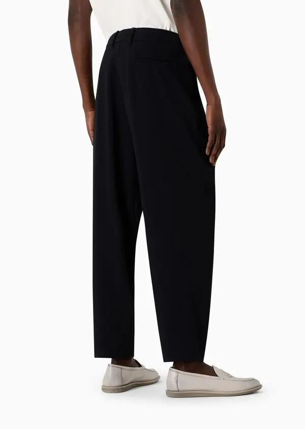 Giorgio Armani Single-pleat Tapered Leg Trousers - Black