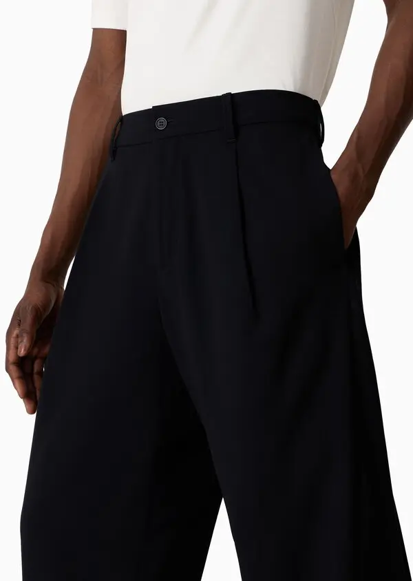 Giorgio Armani Single-pleat Tapered Leg Trousers - Black