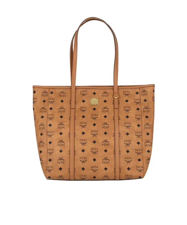Mcm Monogram Print Shopper Bag With Napa Leather Trim - Brown