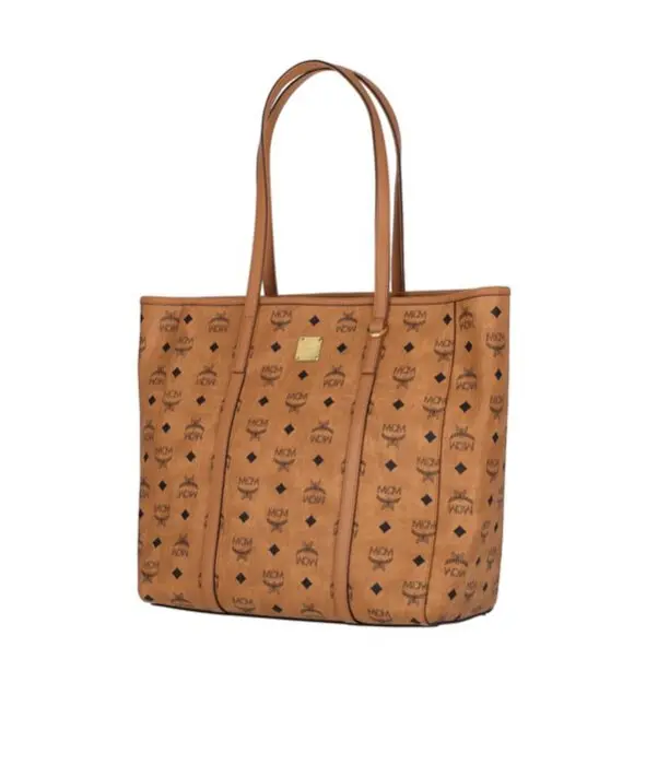 Mcm Monogram Print Shopper Bag With Napa Leather Trim - Brown