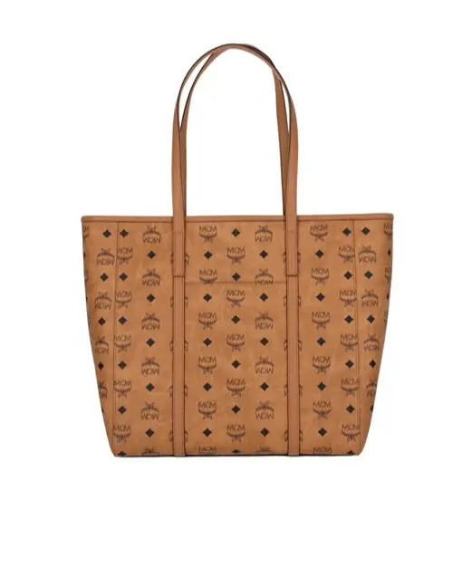 Mcm Monogram Print Shopper Bag With Napa Leather Trim - Brown