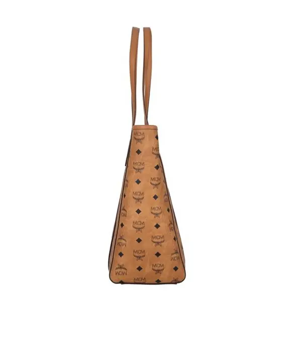 Mcm Monogram Print Shopper Bag With Napa Leather Trim - Brown