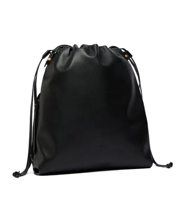 Pinko Leather Drawstring Shoulder Bag - Black