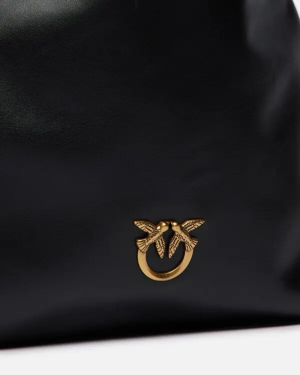 Pinko Leather Drawstring Shoulder Bag - Black