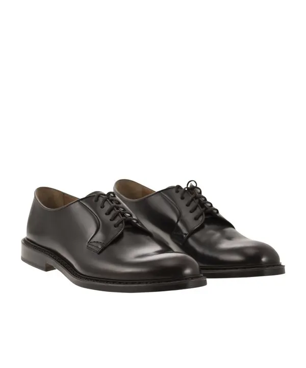 DOUCAL'S Almond Toe Lace-up Derby Shoes - Black