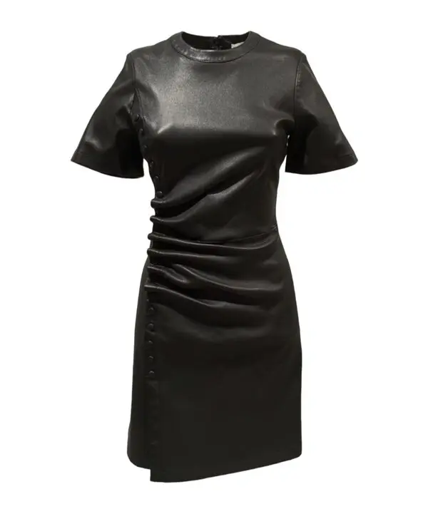 Rabanne Gathered Leather Mini Dress