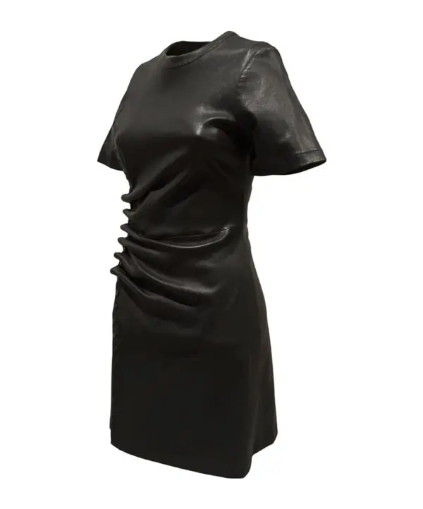 Rabanne Gathered Leather Mini Dress
