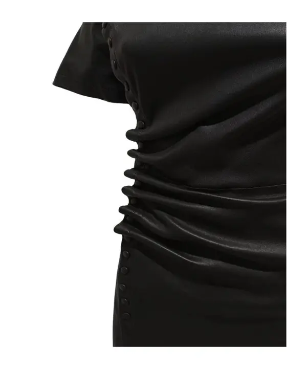 Rabanne Gathered Leather Mini Dress