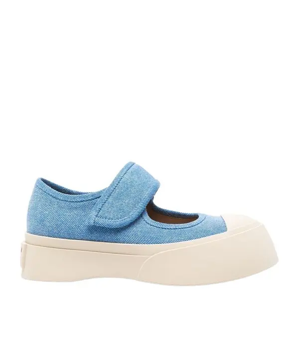 Marni Round Toe Mary Jane With Touch Strap Fastening - Light Blue