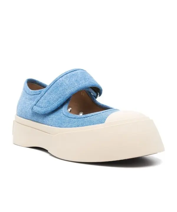 Marni Round Toe Mary Jane With Touch Strap Fastening - Light Blue