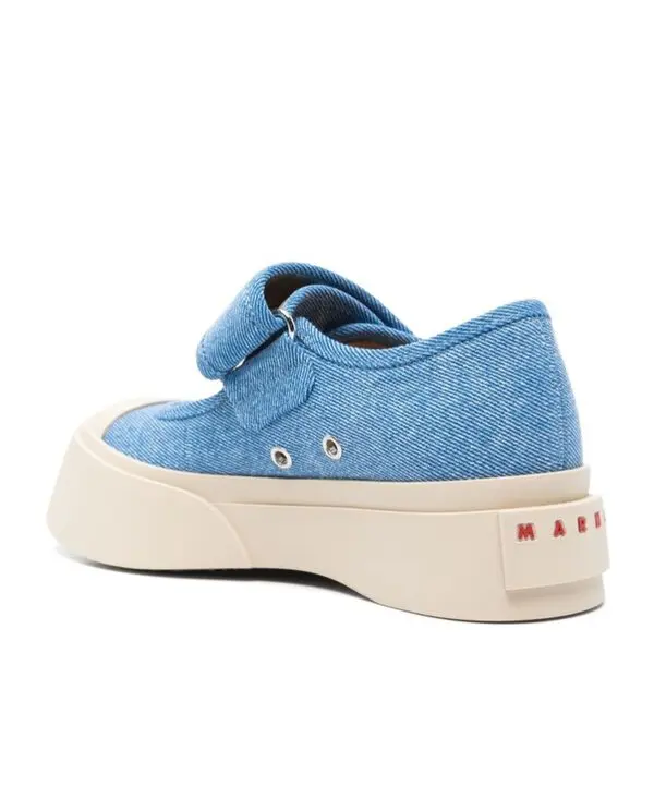 Marni Round Toe Mary Jane With Touch Strap Fastening - Light Blue