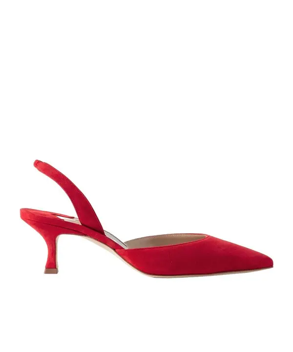 Manolo Blahnik Pointed Toe Slingback Sandals - Red