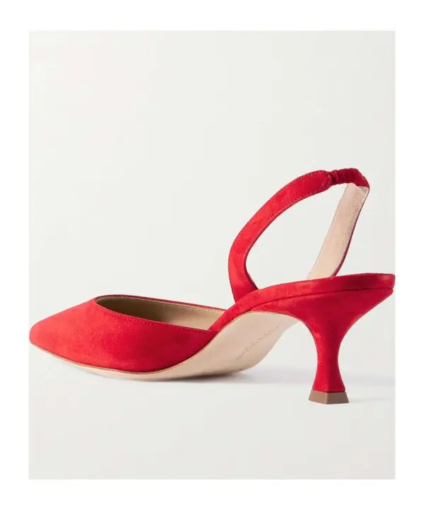 Manolo Blahnik Pointed Toe Slingback Sandals - Red