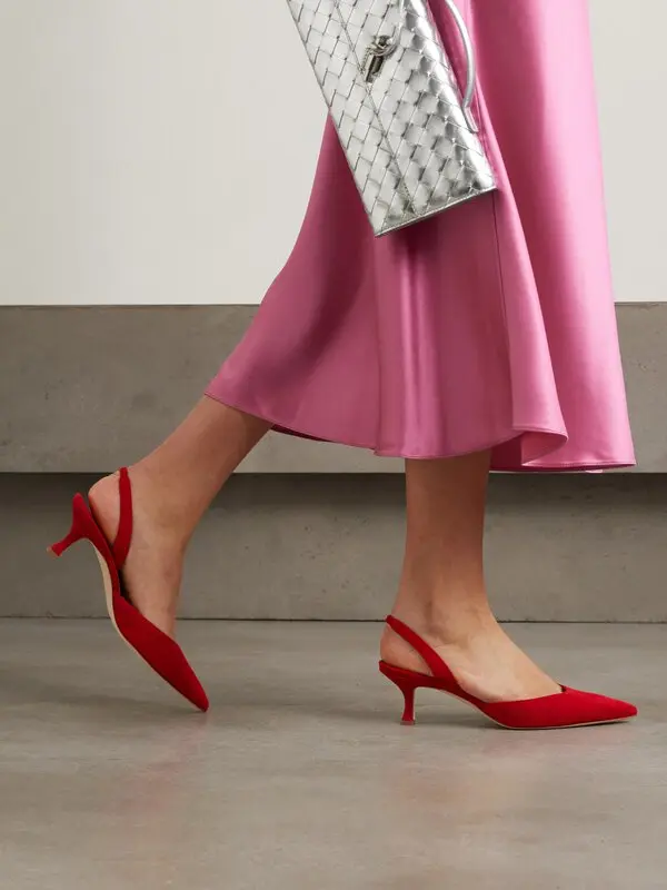 Manolo Blahnik Pointed Toe Slingback Sandals - Red