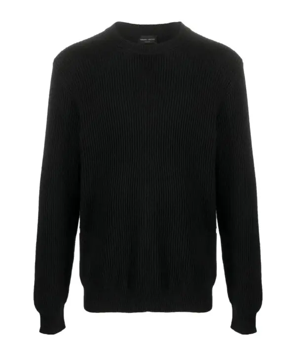 ROBERTO COLLINA Crew Neck Long-sleeved Sweater - Black