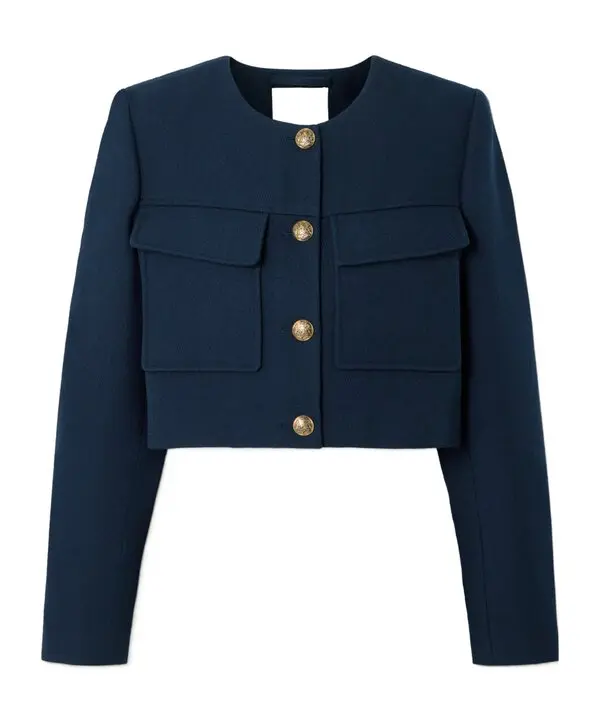 Citizens Of Humanity Long Sleeve Cropped Jacket With Crew Neck