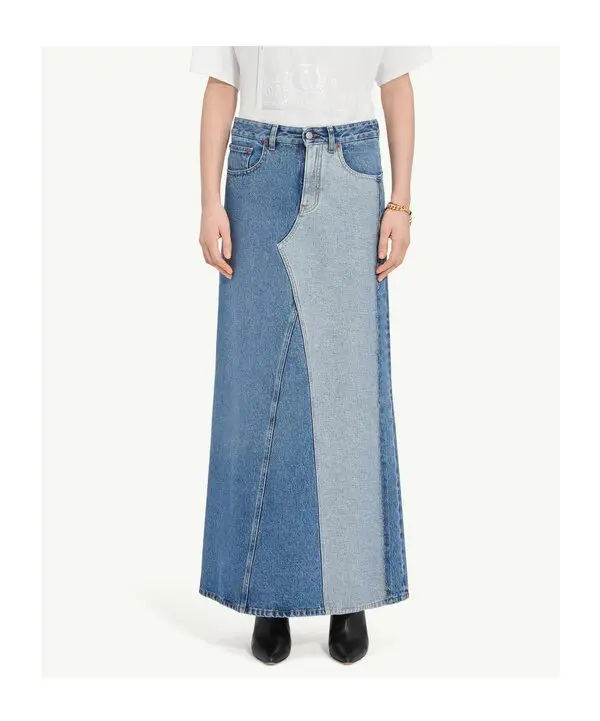 MAISON MARGIELA Two-tone Denim Maxi Skirt