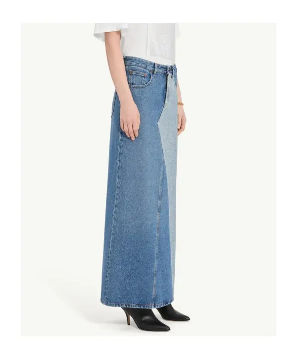 MAISON MARGIELA Two-tone Denim Maxi Skirt