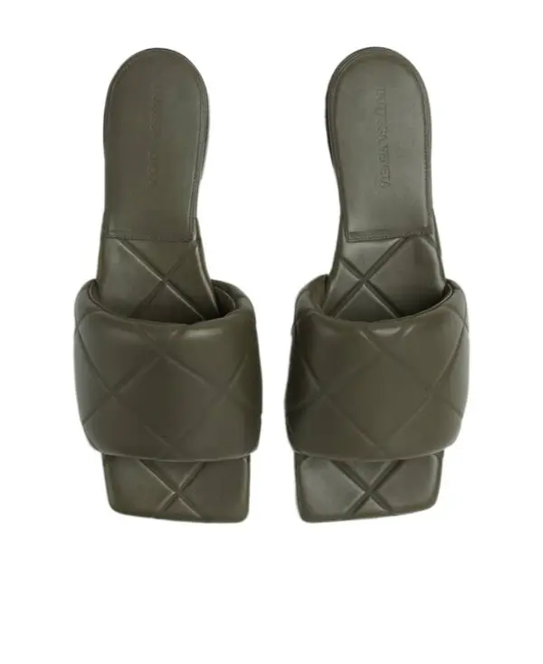 Bottega Veneta Lido Quilted Slides - Green