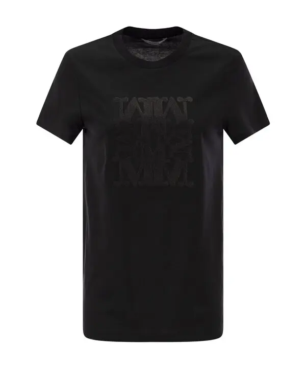 Max Mara Crewneck Short-sleeved T-shirt With Logo Detail - Black