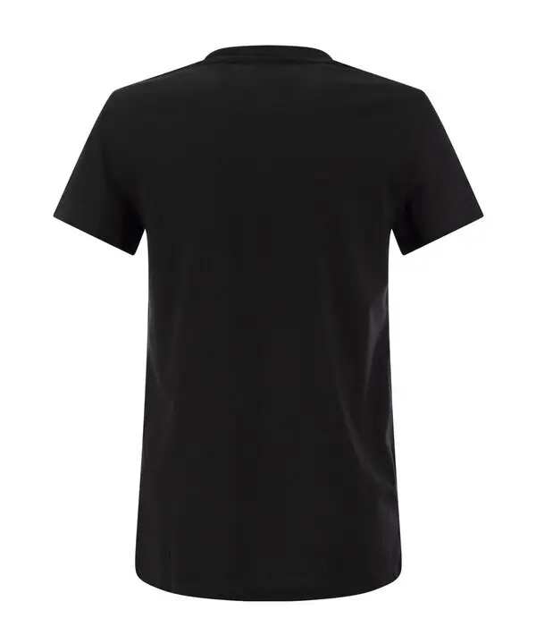 Max Mara Crewneck Short-sleeved T-shirt With Logo Detail - Black